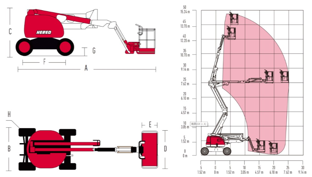 16m Cherry Picker Articulated Boom Lift Aerial Working Platform - HERED